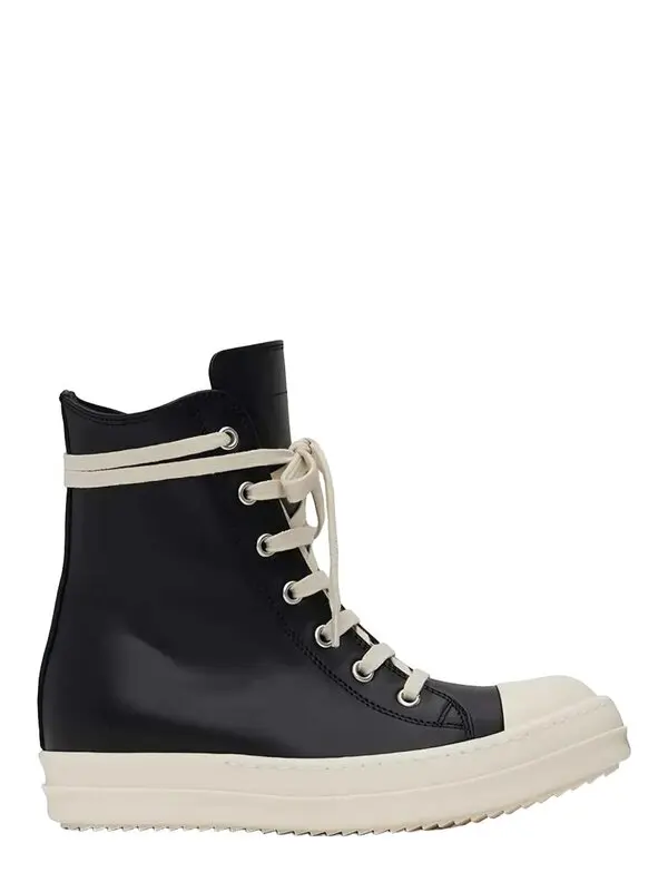 Rick Owens High Top Leather Sneakers - Black