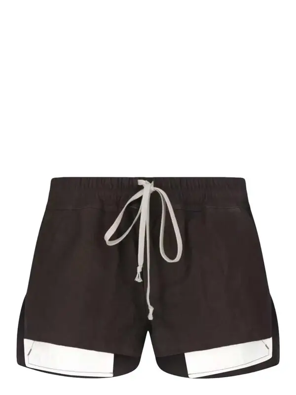 Rick Owens Waxed Lambskin Drawstring Boxer Shorts - Brown