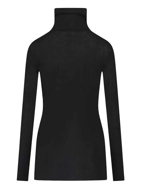 Rick Owens Ribbed Wool Turtleneck Sweater - Black