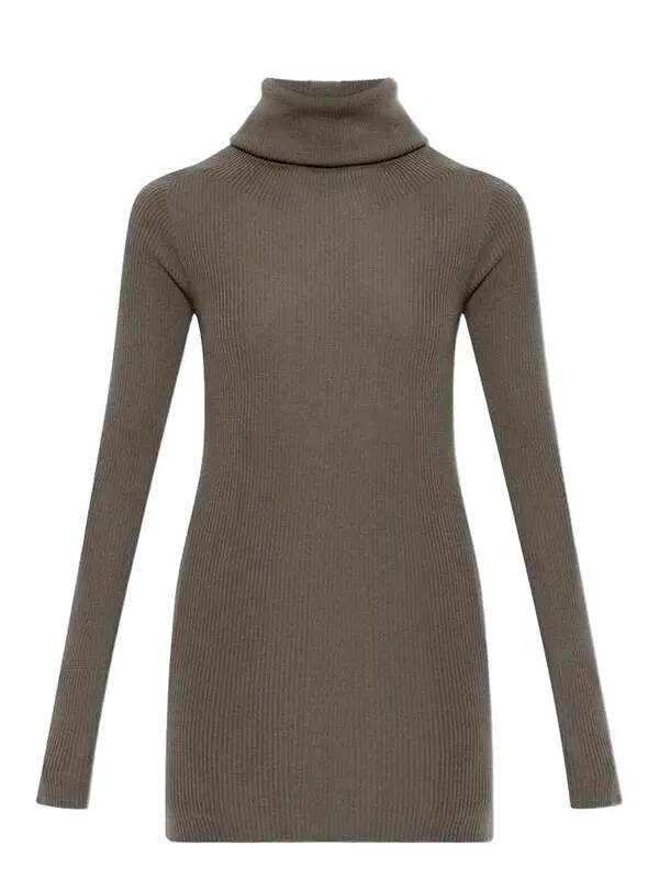 Rick Owens Ribbed Wool Turtleneck Sweater - Grey