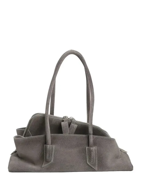 Attico La Passeggiata Small Suede Shoulder Bag - Grey