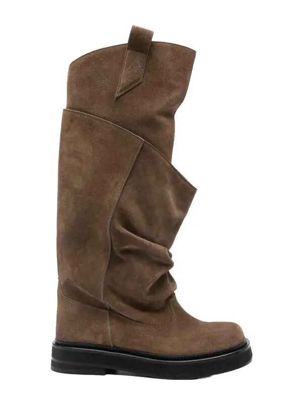 Attico Robin Promenade Knee-high Suede Boots - Brown