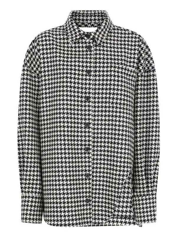Attico Houndstooth Virgin Wool Overshirt - White