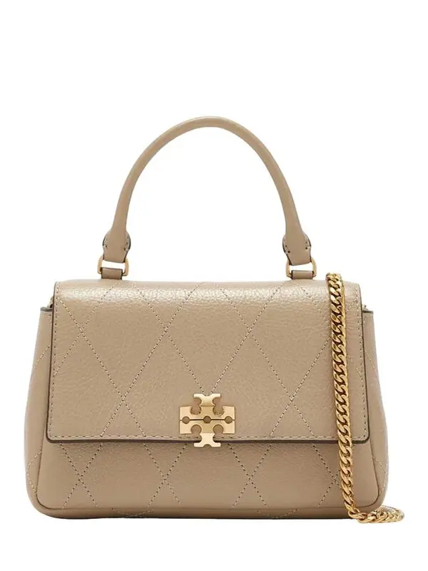 Tory Burch Charlie Mini Quilted Top Handle Bag - Brown