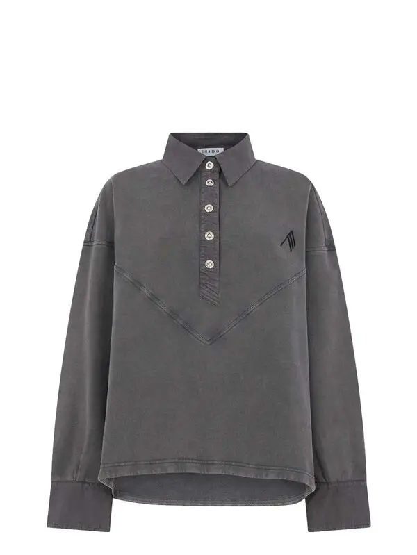 Attico Vintage Gray Sweatshirt With Embroidered Logo - Grey