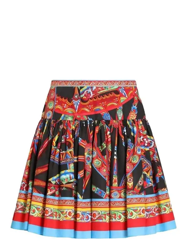 Dolce & Gabbana Poplin Miniskirt With Carretto Print - Multi