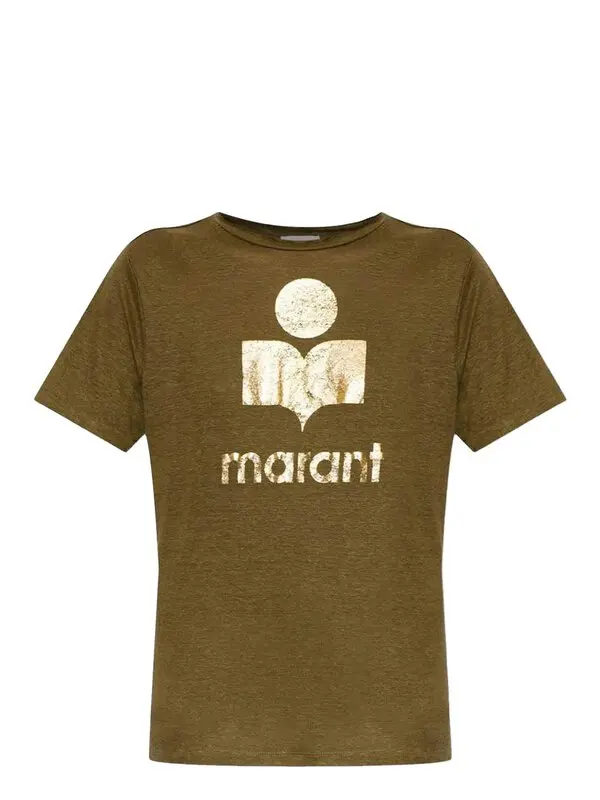 MARANT ETOILE Zewel Printed Linen T-shirt - Green