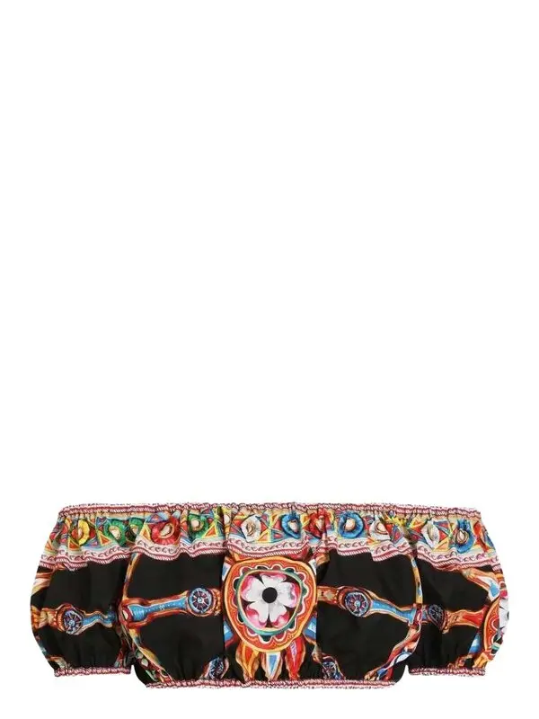 Dolce & Gabbana Poplin Top With Carretto Print - Multi