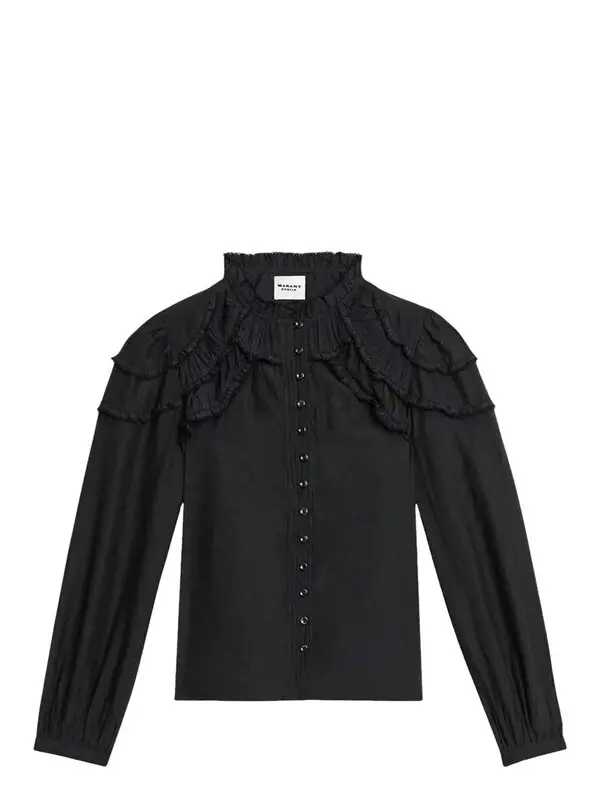 MARANT ETOILE Christa Gathered Cotton Blouse - Black