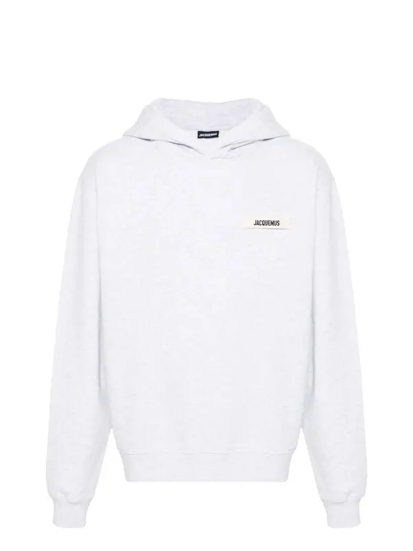 Jacquemus Grosgrain Logo-appliqué Hoodie - Grey