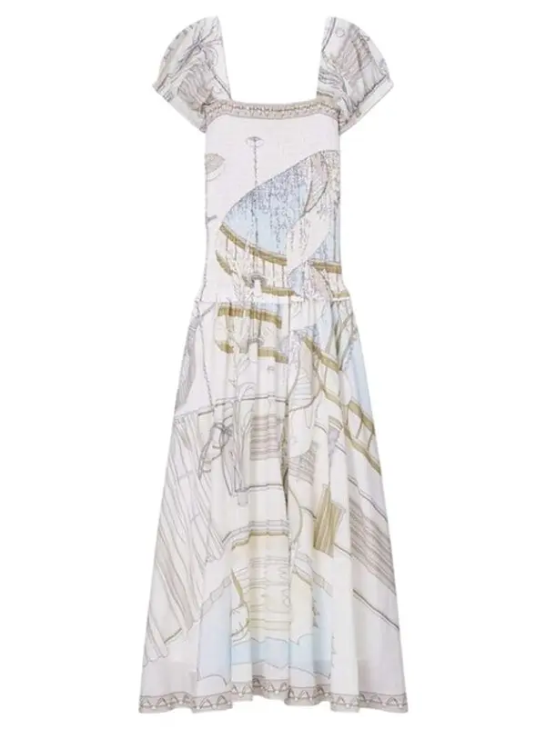 Tory Burch Smocked Printed Dress - Multi