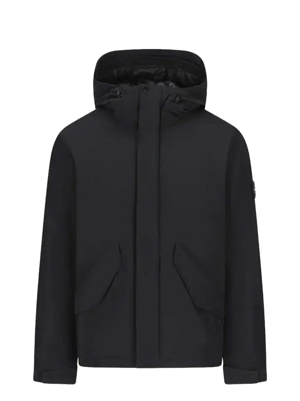 Stone Island Logo-patch Hooded Sweatshirt - Black