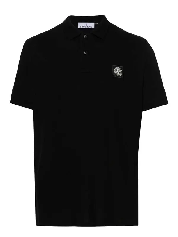 Stone Island Logo-patch Polo Shirt - Black