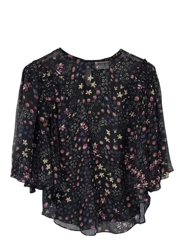 MARANT ETOILE Fluma Floral Print Top - Black