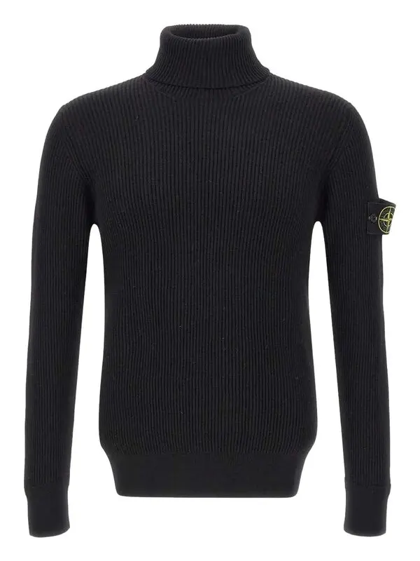 Stone Island Ribbed High-neck Sweater - Black