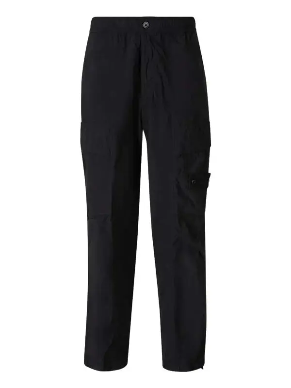 Stone Island Logo-patch Crinkled Trousers - Black