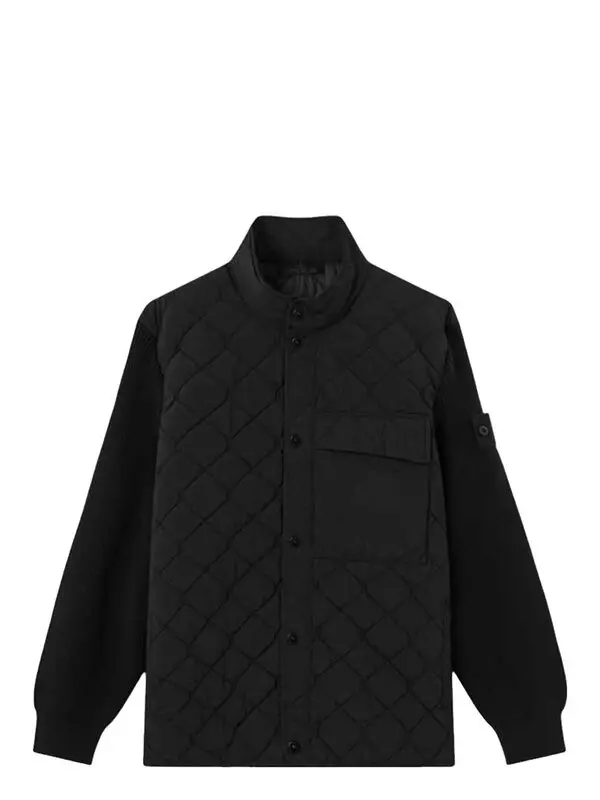Stone Island Quilted Jacket With Printed Inserts - Black