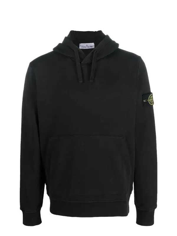 Stone Island Logo Patch Hoodie - Black