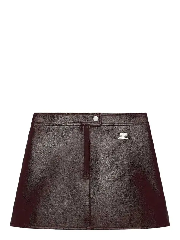 COURREGES Vinyl-effect Mini Skirt With Logo Patch - Red