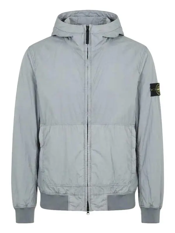 Stone Island Logo Patch Hooded Jacket - Grey