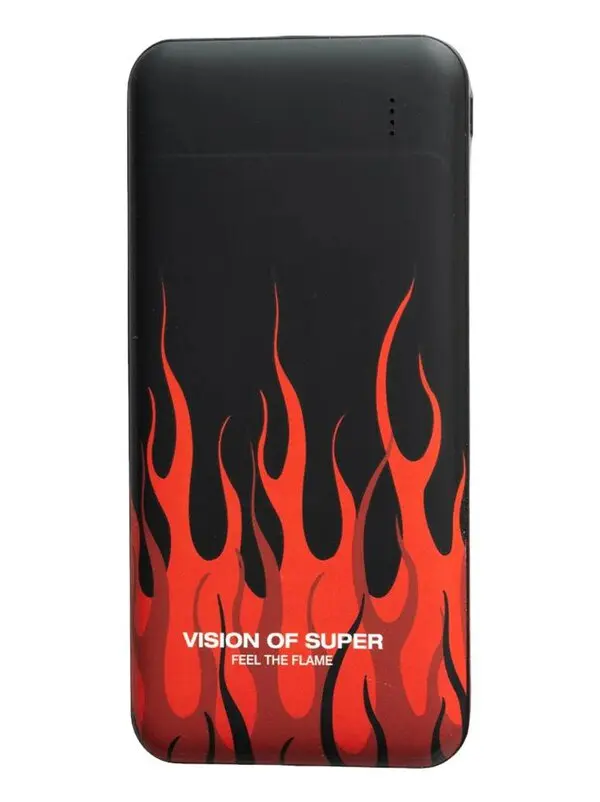 VISION OF SUPER Black Powerbank With Flames And White Logo - Red