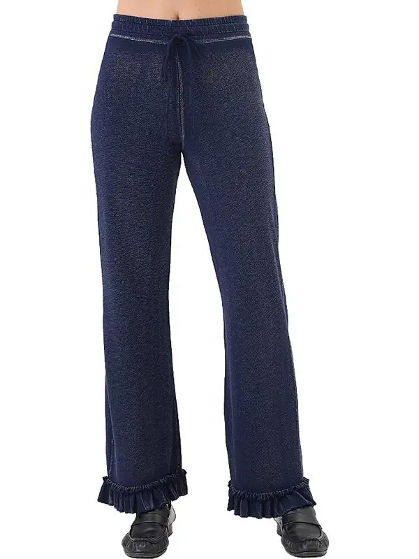 Goldie LeWinter Denim Wash Ruffle Sweatpant - Navy