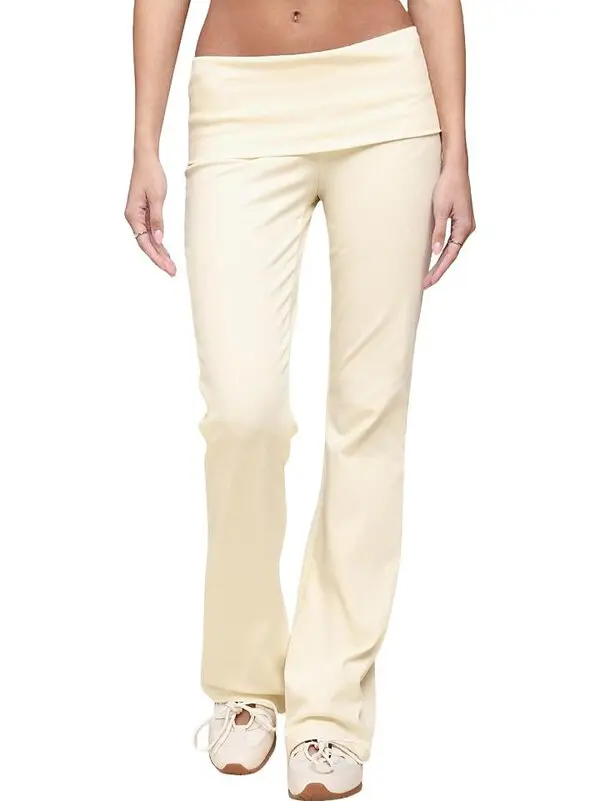 EDIKTED Ivanne Foldover Flared Pants - Yellow