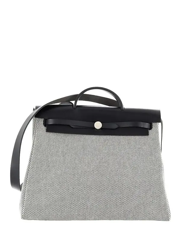 Hermès 39 Herbag Zip Criss Viking Toile And Leather - Black