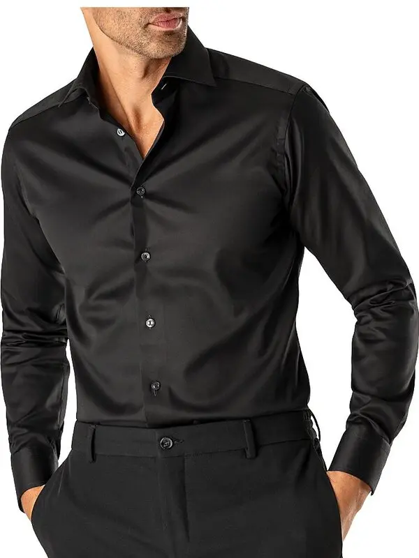 Eton Contemporary Fit Signature Twill Dress Shirt - Black