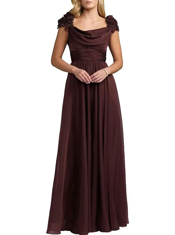 Mac Duggal Chiffon Embellished Cap Sleeve Gown - Amethyst