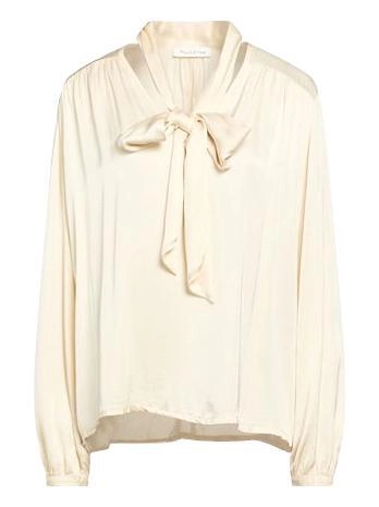 MANILA GRACE Cream Viscose Bow Blouse - White