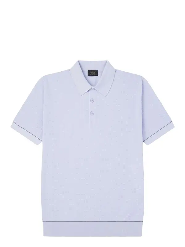 Brioni Sea Island Cotton Polo Shirt - Blue