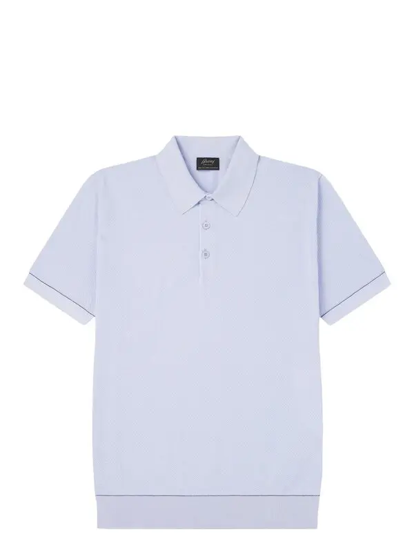 Brioni Sea Island Cotton Polo Shirt - Blue