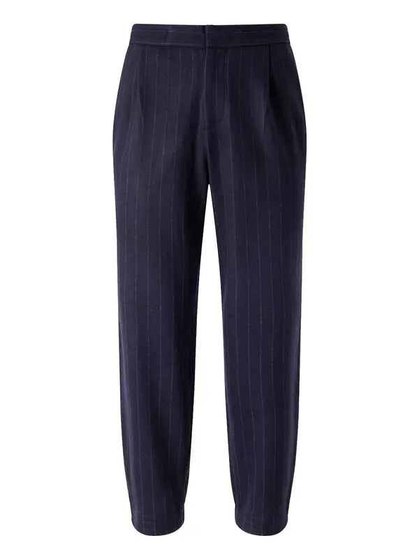 Sease Tapered Pinstriped Wool-blend Trousers - Blue