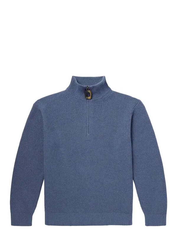 JW Anderson Ribbed Half-zip Turtleneck Sweater - Blue