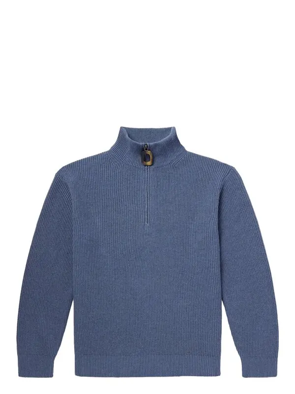 JW Anderson Ribbed Half-zip Turtleneck Sweater - Blue
