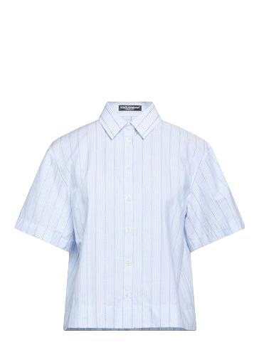 Dolce & Gabbana Cotton Shirt With Logo Print - Blue