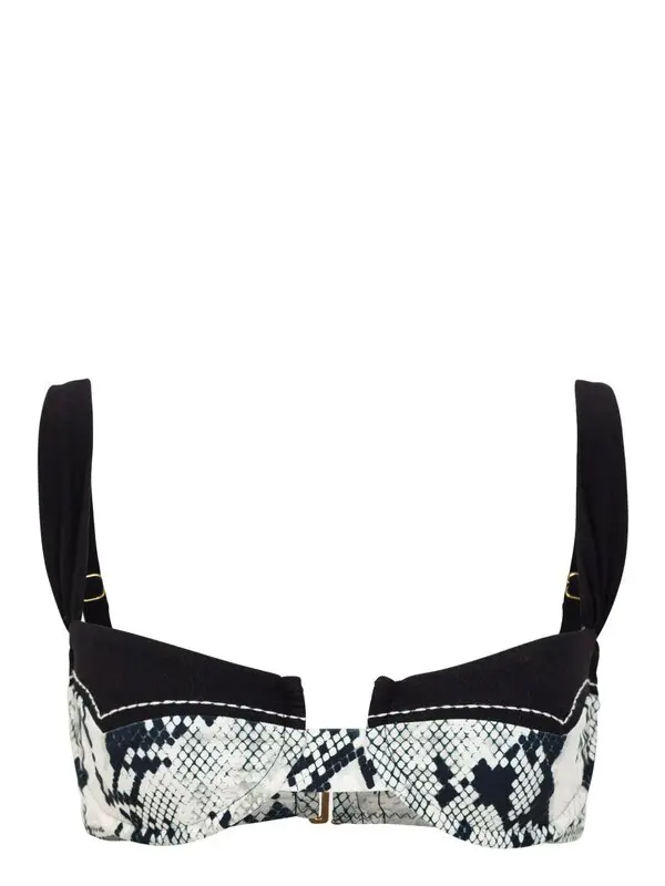 SAME LOS ANGELES Western Underwire Top - Python/faux Suede Black