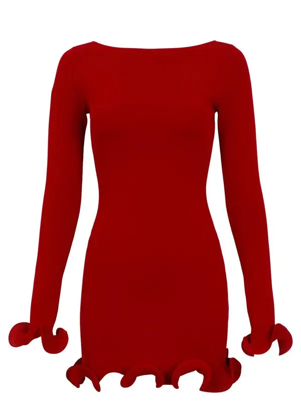 SAME Ruffle Hem Mini Dress - Red