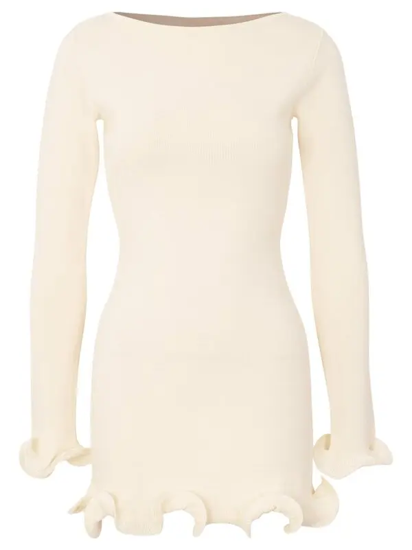 SAME Ruffled Hem Mini Dress - Cream