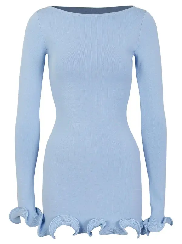SAME Ruffled Hem Mini Dress - Light Blue