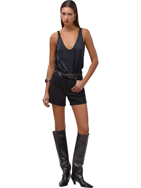 SAME A-line Denim Shorts - Black