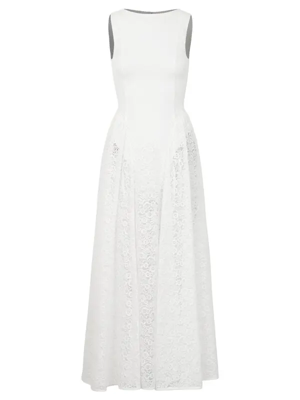 SAME French Lace Midi Dress - White