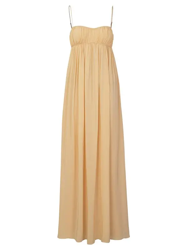 SAME Ruched Chiffon Empire Waist Gown - Gold