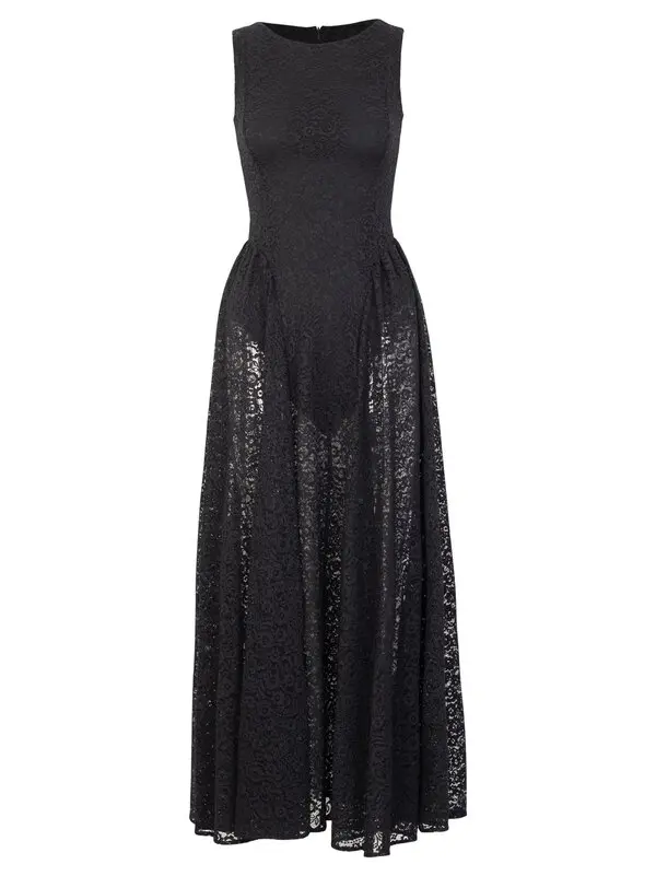 SAME French Lace Midi Dress - Black