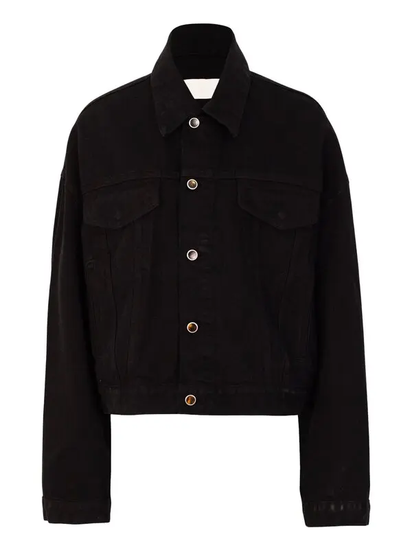 SAME DENIM The Perfect Oversized Cropped Denim Jacket - Black