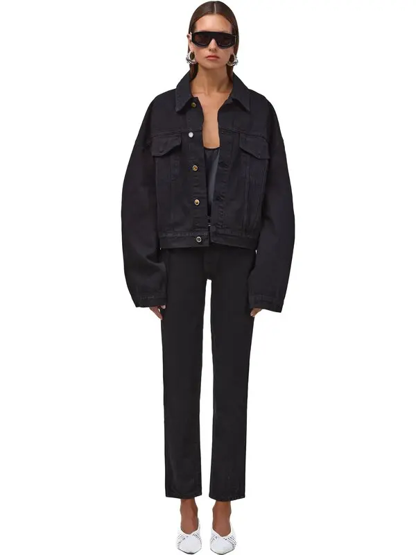 SAME The Perfect Oversized Cropped Denim Jacket - Black