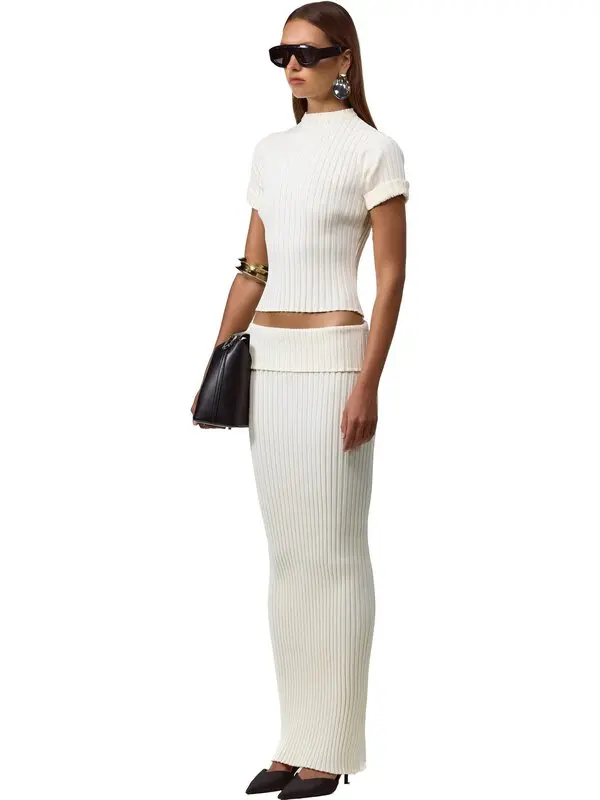 SAME Ribbed Knit Maxi Skirt - Cream