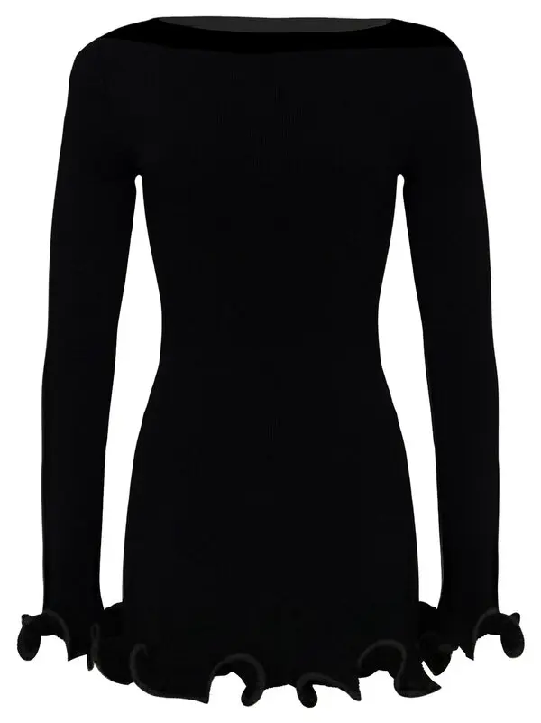 SAME Ruffle Hem Mini Dress - Black