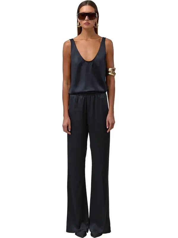 SAME Silk Wide Leg Pant - Black